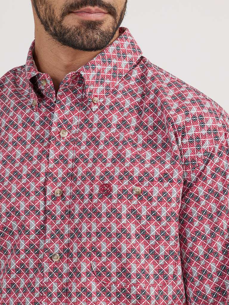 Wrangler George Strait Collection Red/White/Black Square Print Button ...