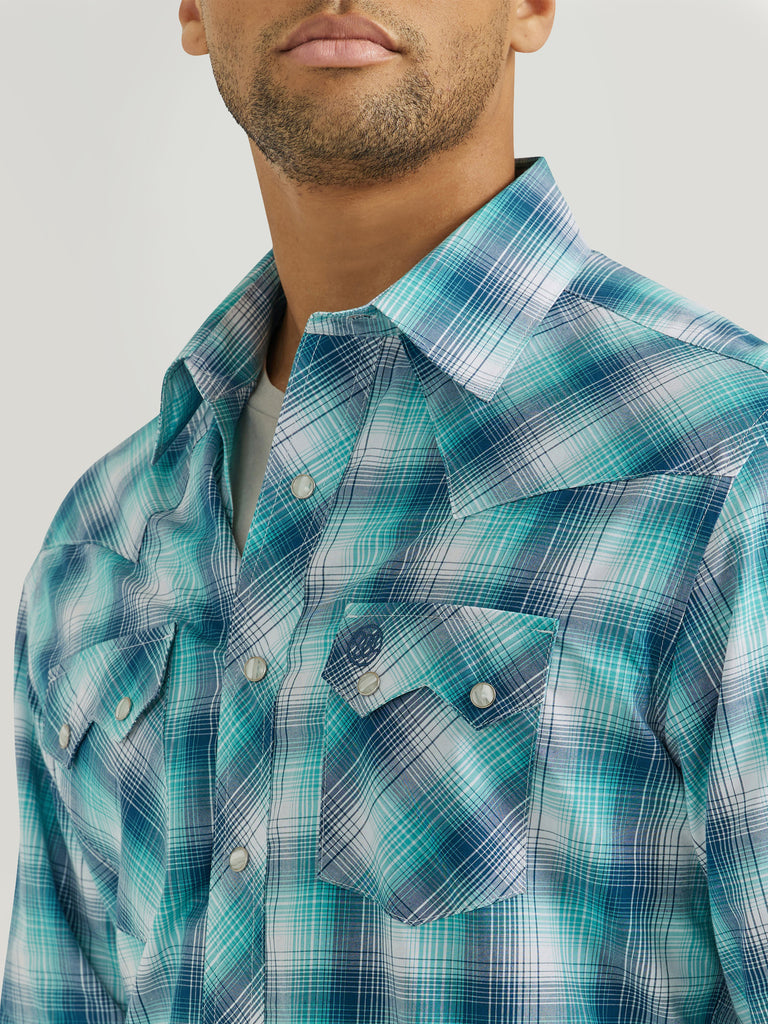 Wrangler Retro Turquoise Multi Plaid Snap Western Shirt for Men – Pard ...