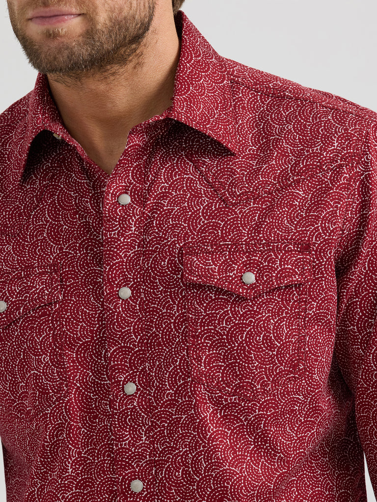 Wrangler Retro Premium Men's Red/White Print Snap Western Shirt – Pard ...