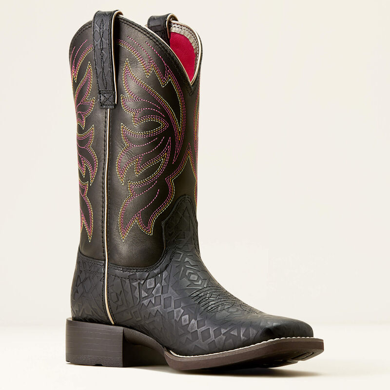 Ariat Women's Black Aztec Emossed Buckley Broad Square Toe Boots – Pard ...