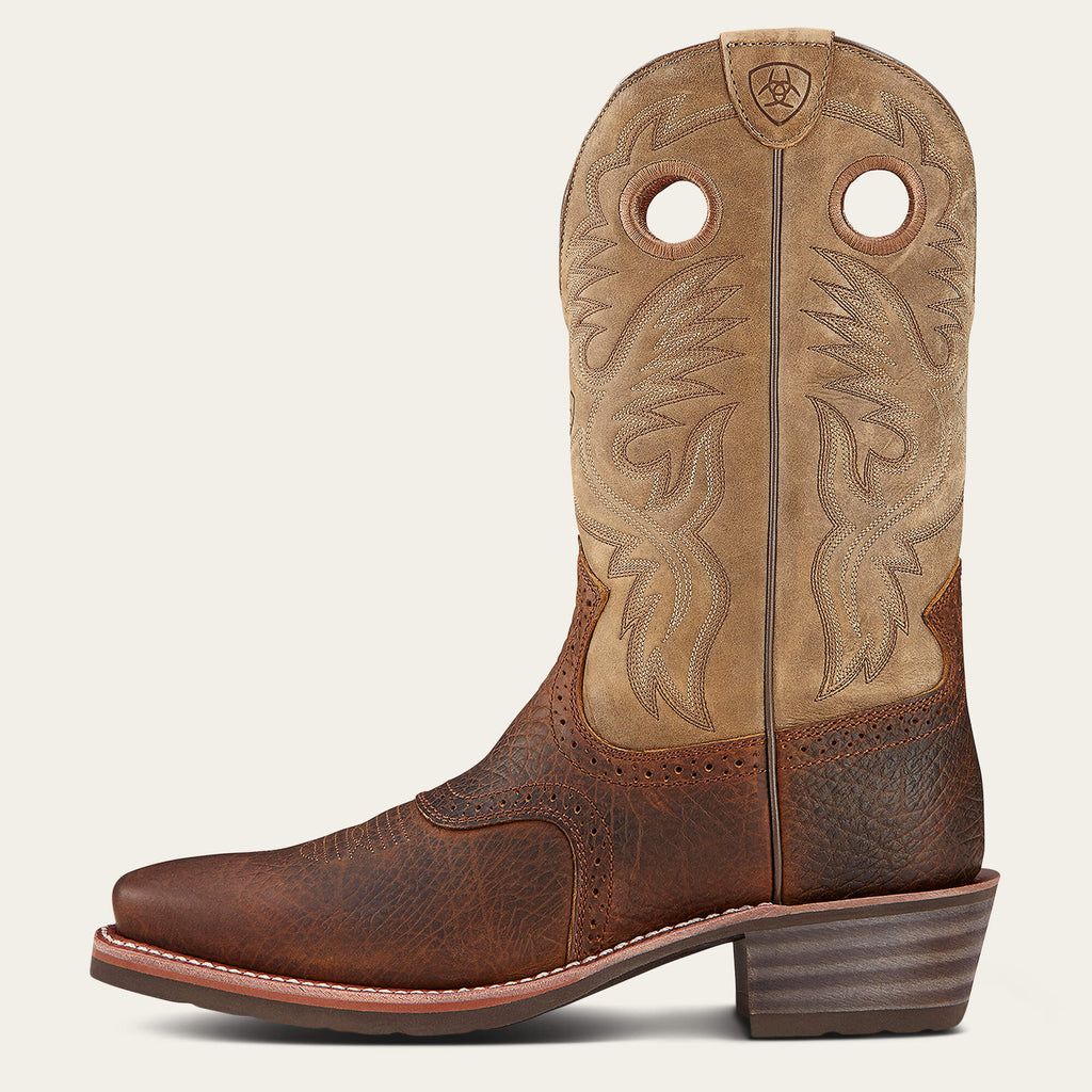 Ariat Brown Heritage Square Toe Roughstock Blunt Toe Western Boots for ...