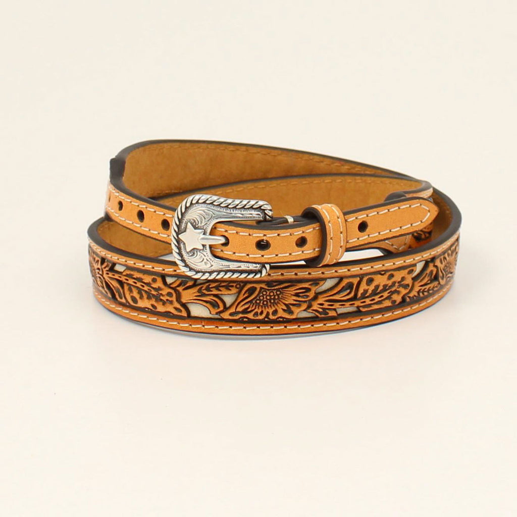 Twister Tan Floral Tooled Leather Hat Band with White Underlay – Pard's ...