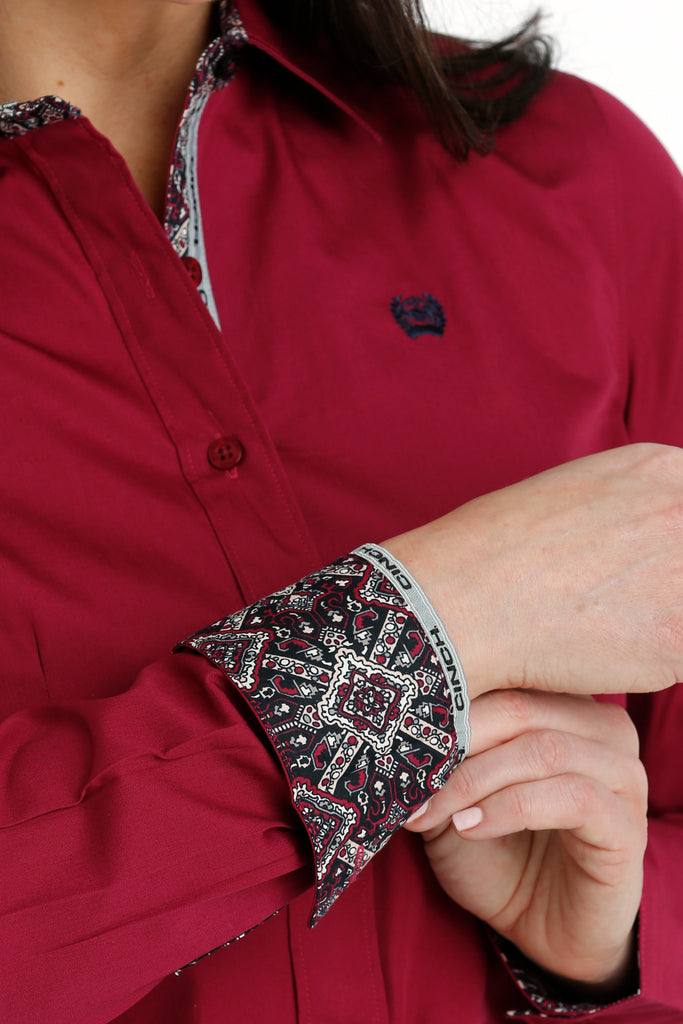 Cinch Solid Burgundy Button-Down Blouse for Women – Pard's Western Shop