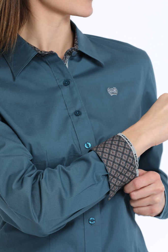 Cinch Women's Solid Teal Stretch Button-Down Blouse – Pard's Western Shop