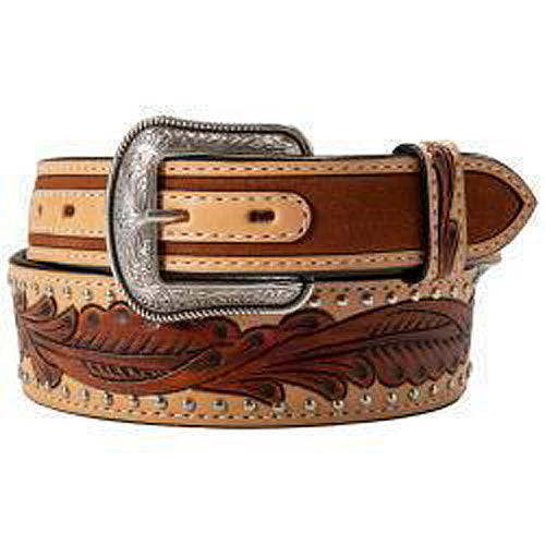 3D Natural Hand Tooled Belt with Inlaid Rust Roughout Billets – Pard's ...