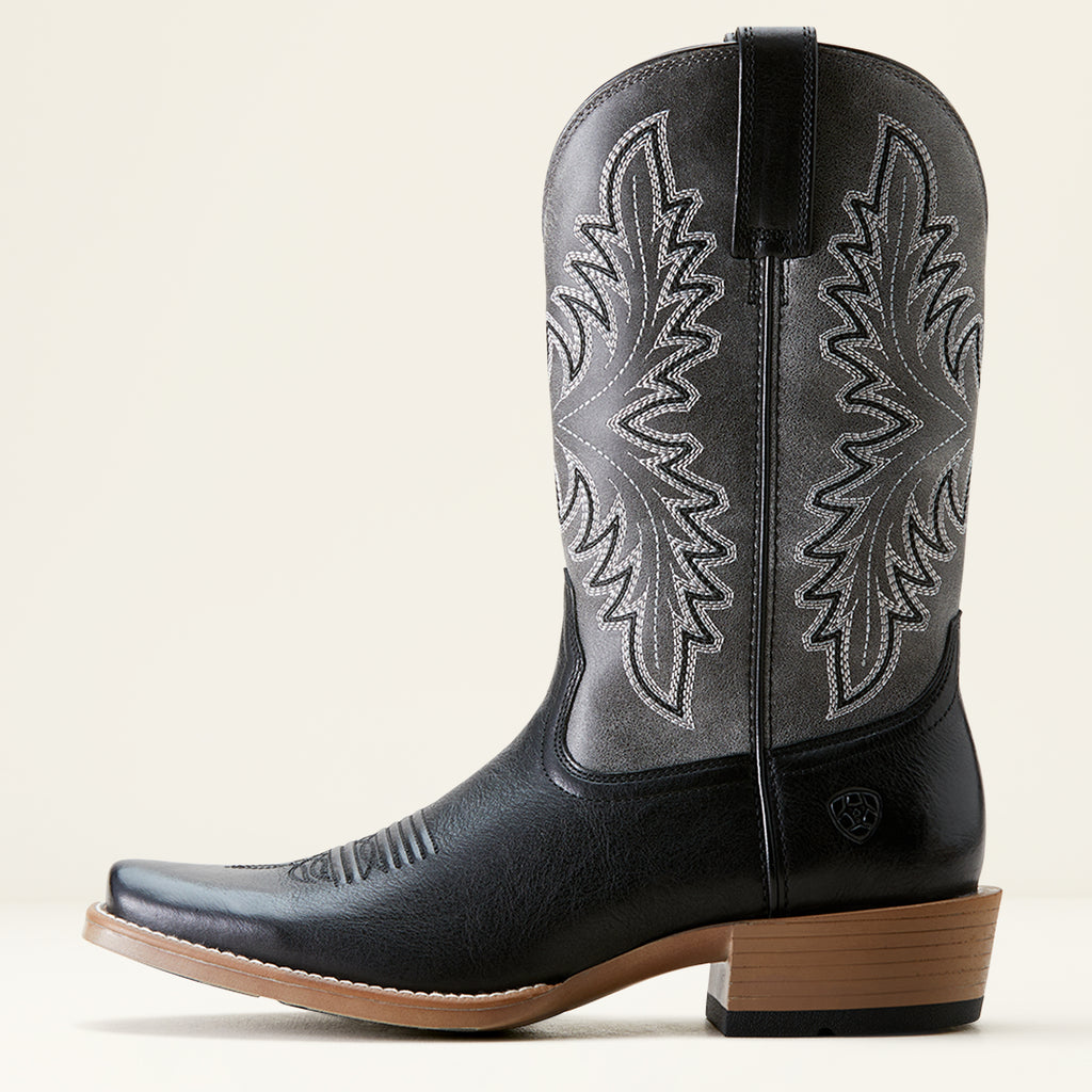 Ariat Men's Black Knight Renegade Blunt Toe Cowboy Boots with Grey Top ...