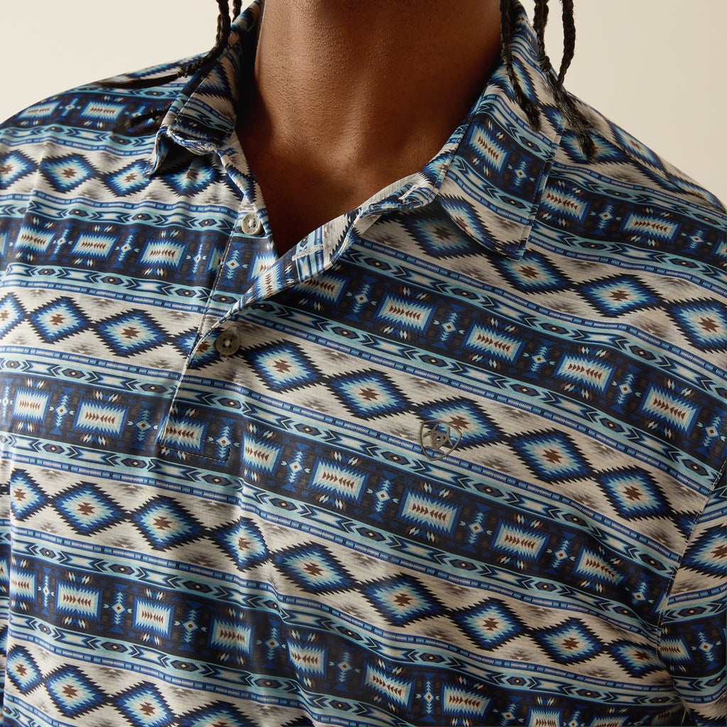 Ariat Charger 2.0 Blue Southwest Print Polo Shirt for Men – Pard's ...