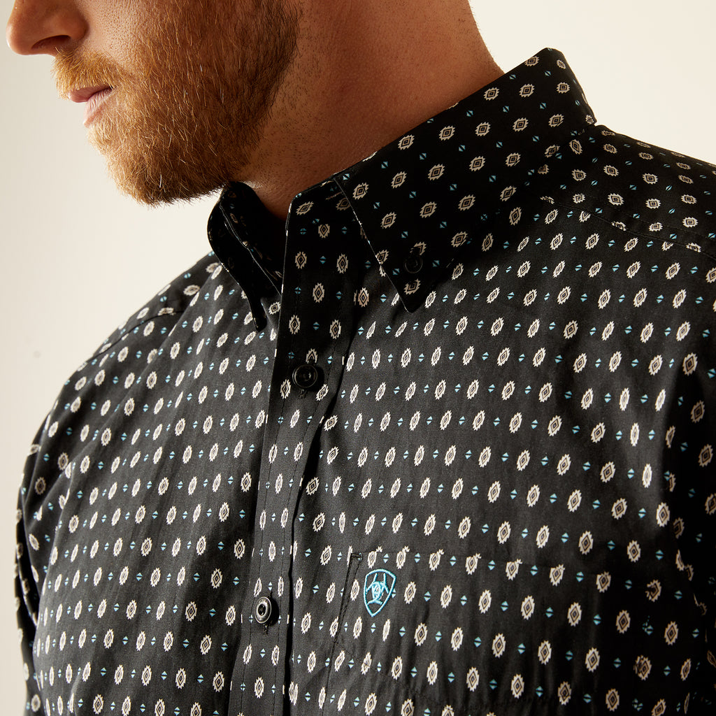 Ariat Men's Steele Black Print Short Sleeve Classic Fit Button-Down Sh ...