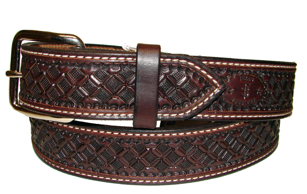 Texas Saddlery Chocolate Waffle Stamped Belt – Pard's Western Shop